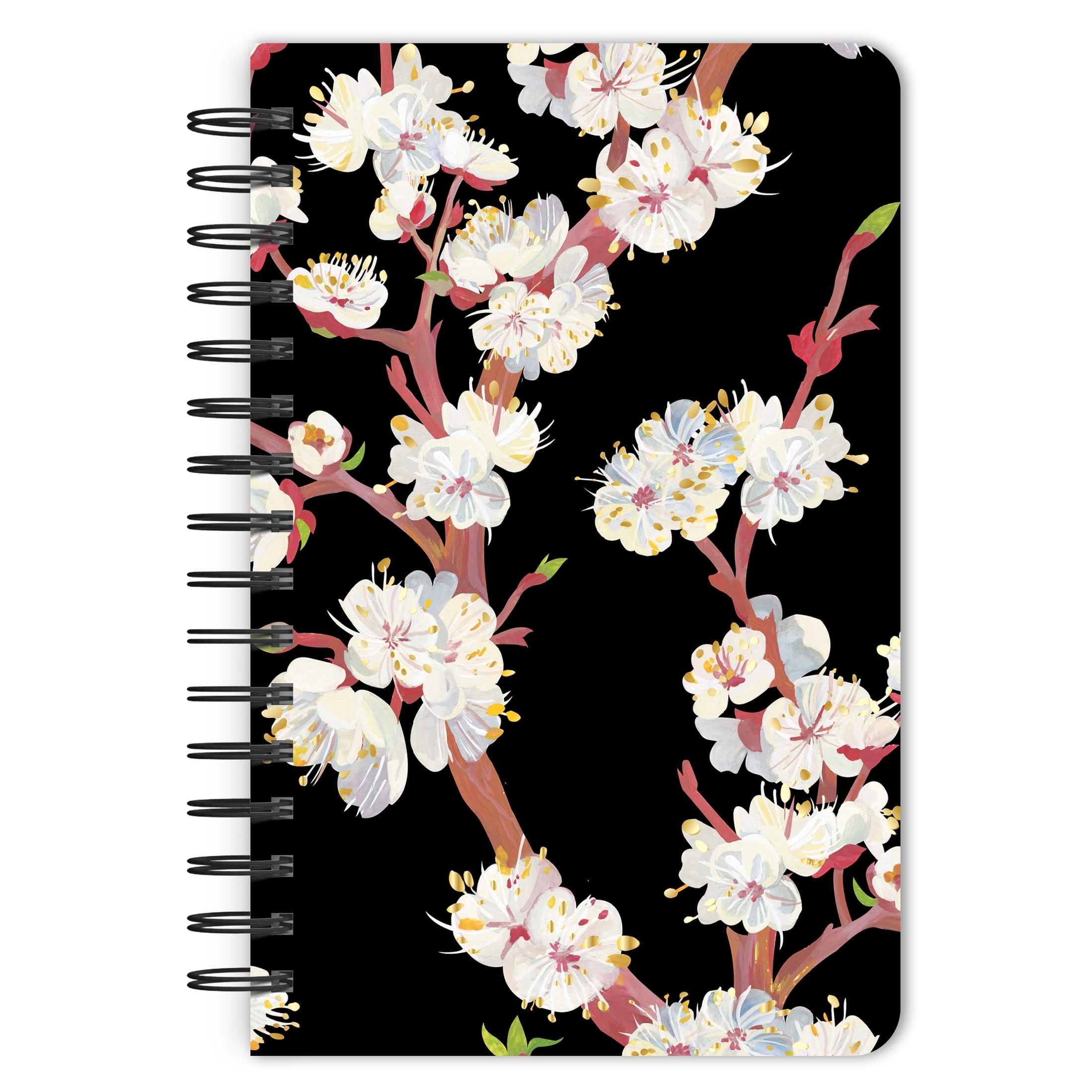 Black Floral | 5.25x8.25" Compact Wire Journal | Non-Dated | Foil ...