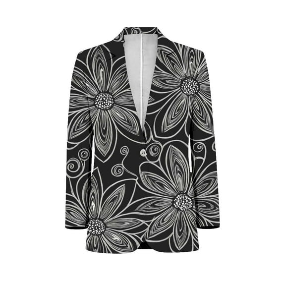 Black Floral Abstract Design Men's Suit Blazer Casual Party Wear Slim ...