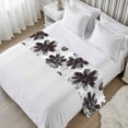 Black Floral Bed Runner Scarf, Vintage Flowers King Bed Scarf Runner ...