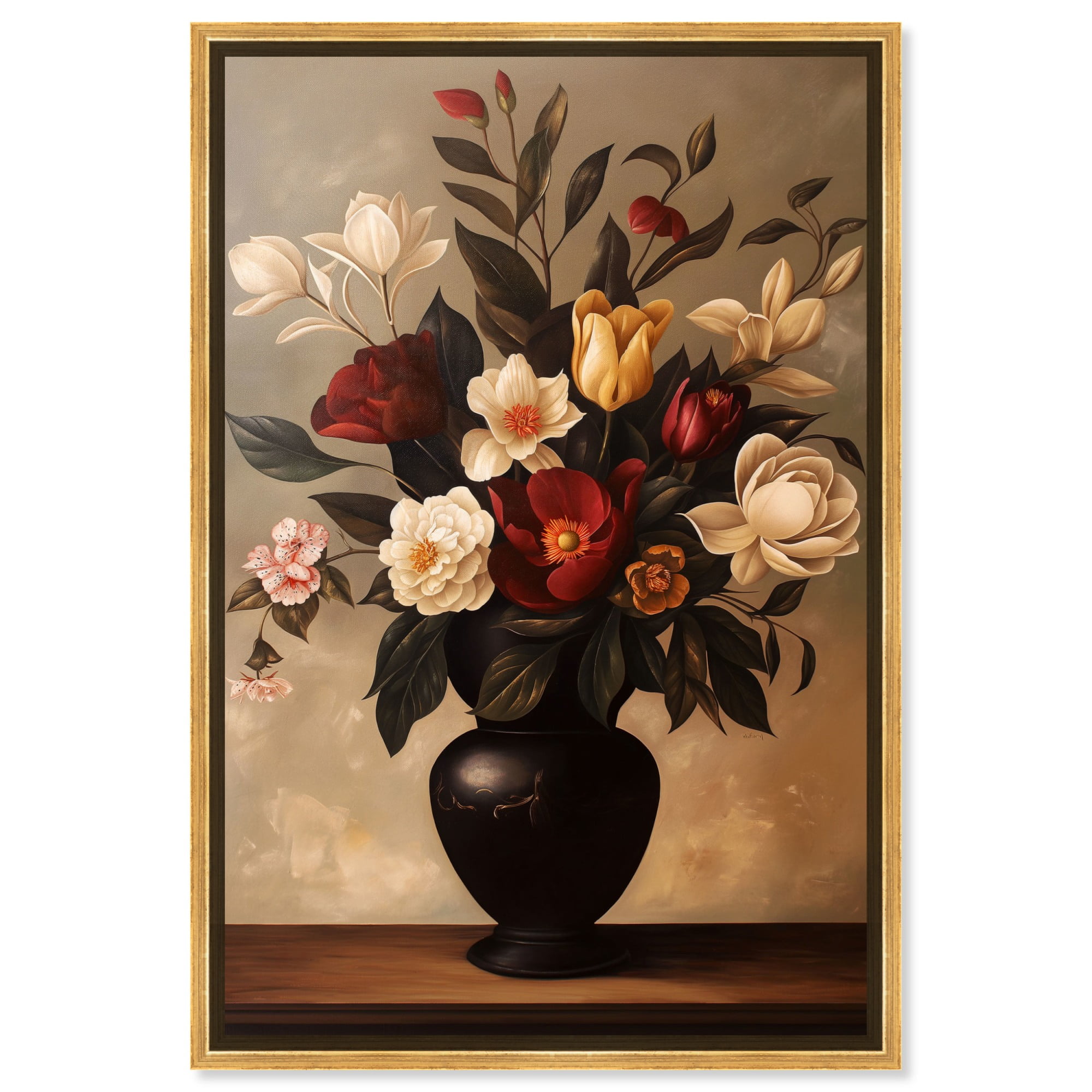 Black Floral Contrast I Canvas Gothic Floral Art by Art Remedy, Gold ...