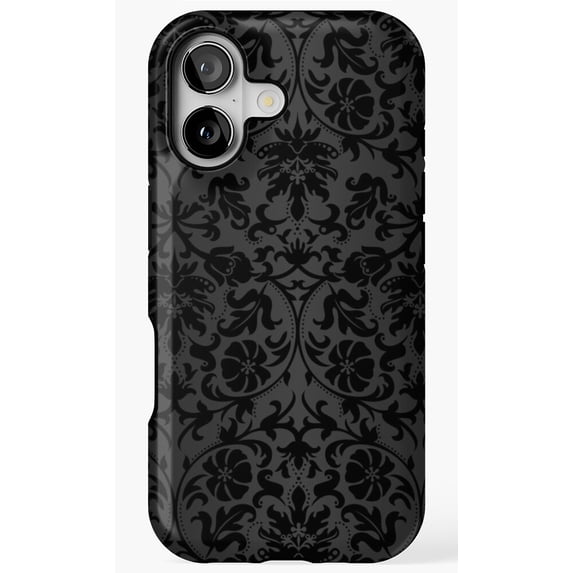 Black Floral Damask Elegant Pattern Phone Case for iPhone 11 12 13 14 ...
