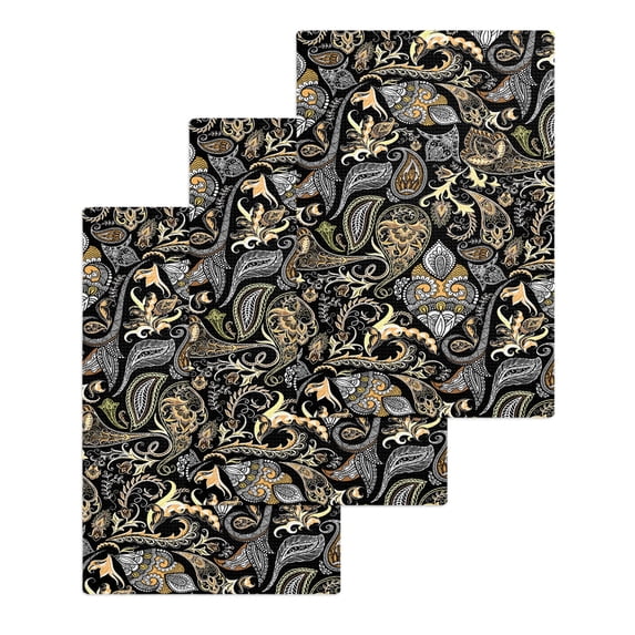 Black Floral Hand Towels Set, Waffle Weave Kitchen Towels 3 Pieces ...