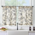 Black Floral Kitchen Curtains 24 Inch Length Linen Farmhouse Cafe ...