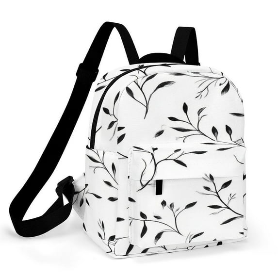 Black Floral Seamless Pattern Small Backpack Cute Mini Backpacks For ...
