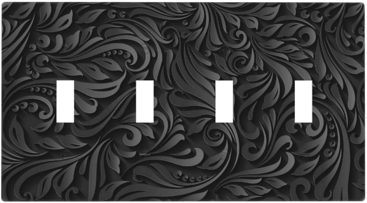 Black Floral Single Toggle Light Switch Wall Plate Cover Faceplate 1 ...