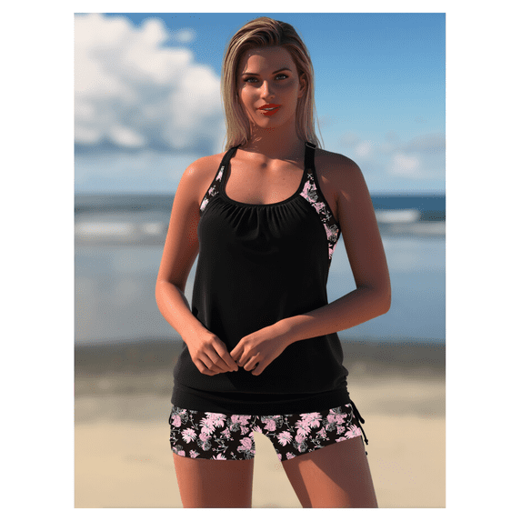 Black Floral Swimsuit Cover Up Shorts - Women's Beach Swimwear ...