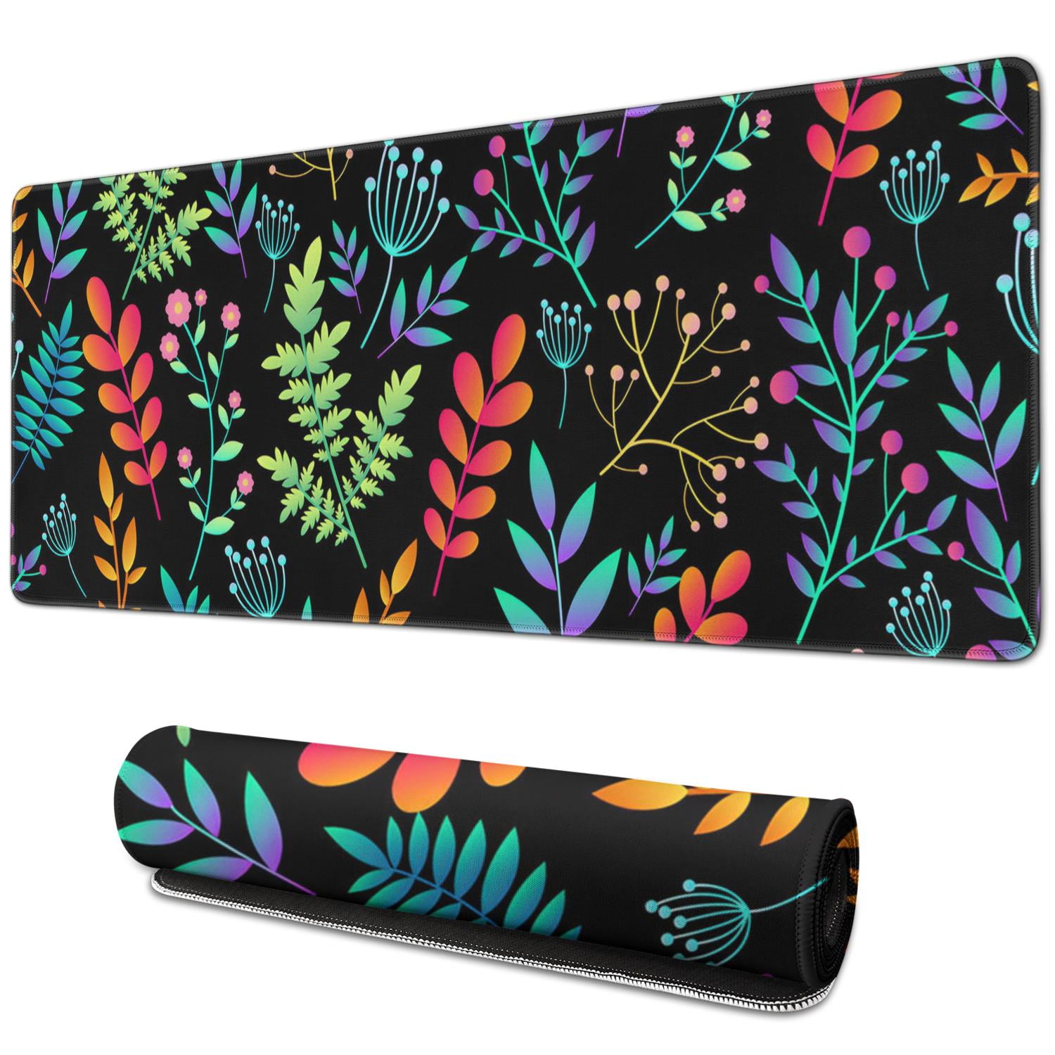 Black Flower Design Extended Mouse Pad - Large 31.5 x 11.8 Inches ...