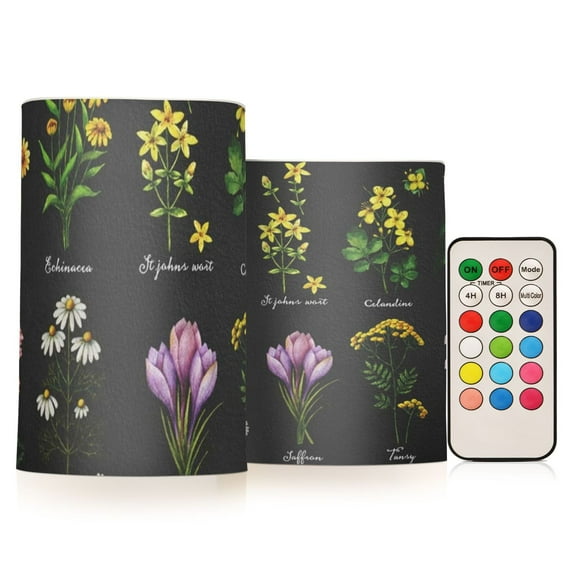 Black Flower Flickering Flameless Candles Battery Operated with Remote ...