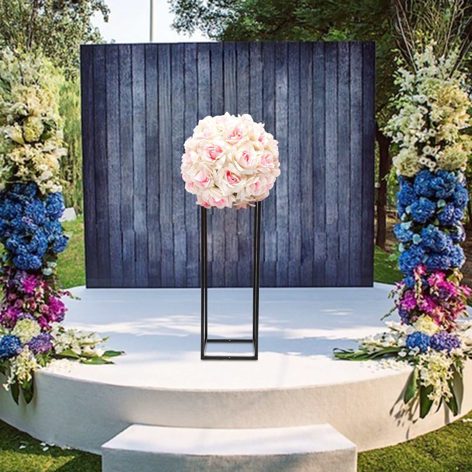 Black Flower Floor Stand Metal Column Flower Stand Flower Arrangement ...