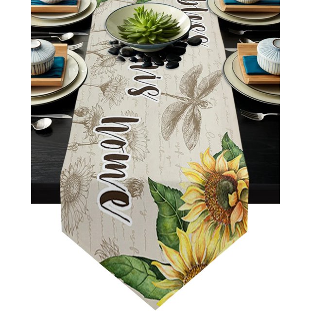 Black Flower Grass Dragonfly Table Runner For Wedding Hotel Party Table ...