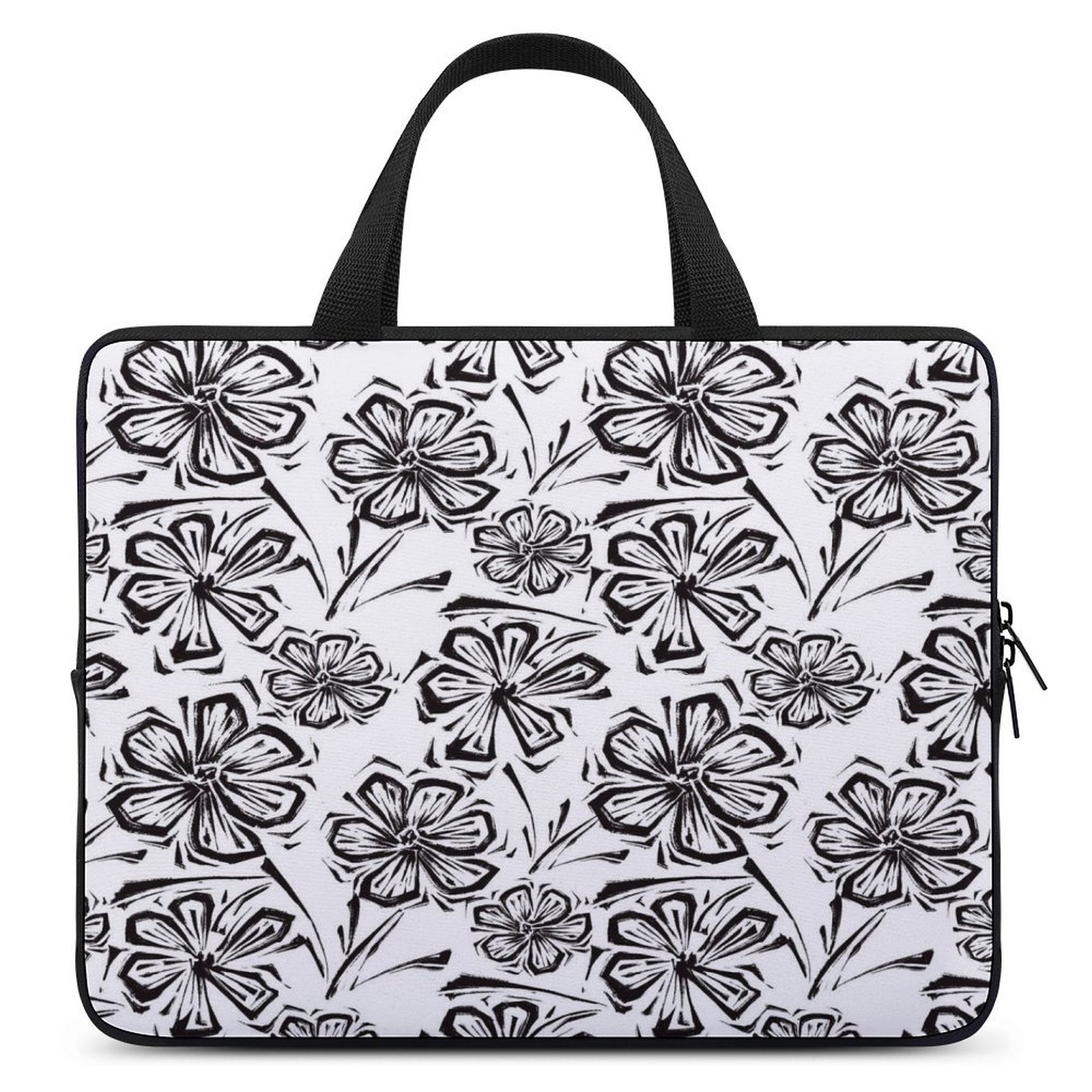 Black Flower Laptop Bag Women Man 10 12 13 15 17 Inch Office Notebook ...