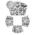 Black Flower Round Table Placemats Set of 6 Wedge Placemats, Vintage ...