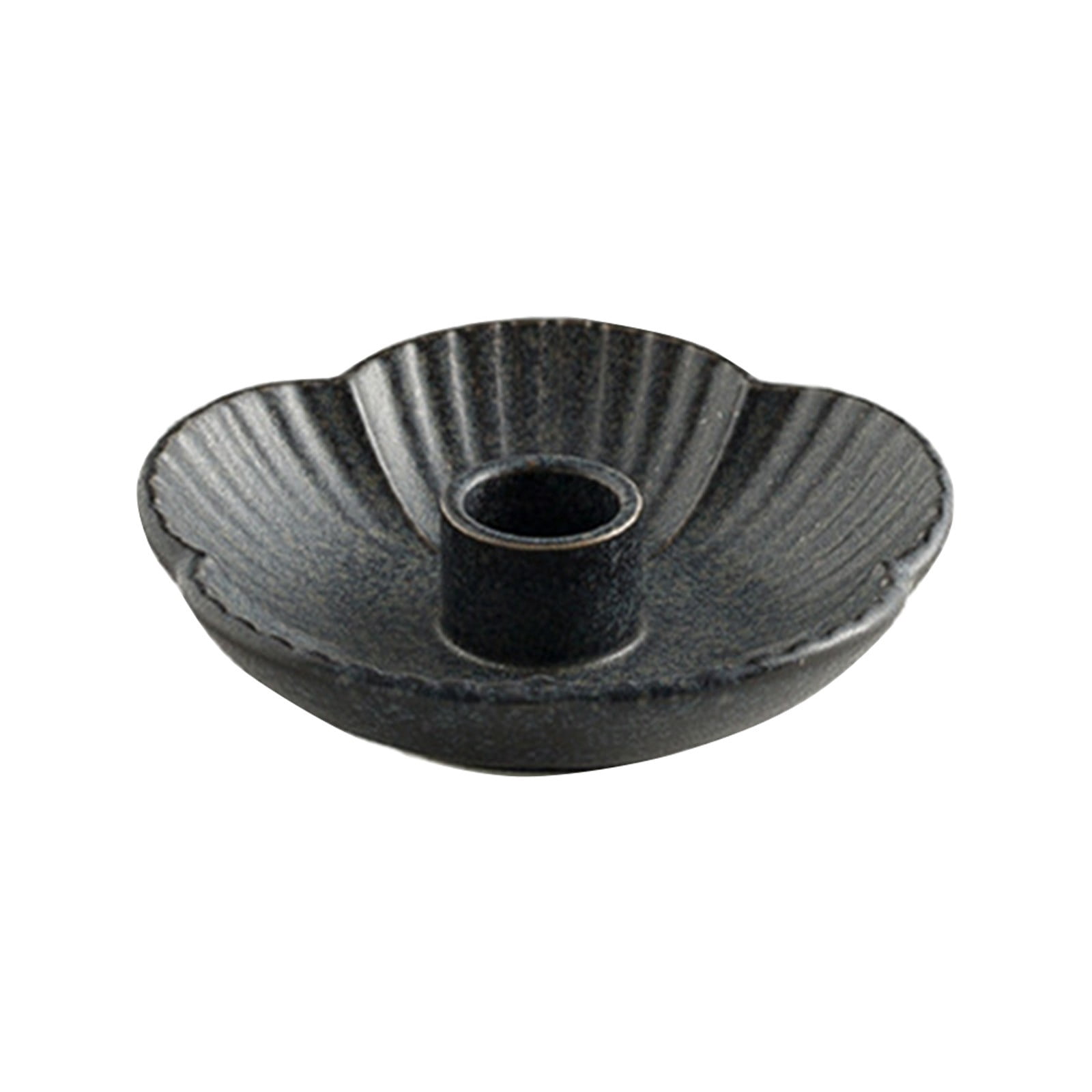 Black Flower Shaped Ceramic Candle Holder Tray For Holiday Table Decor ...