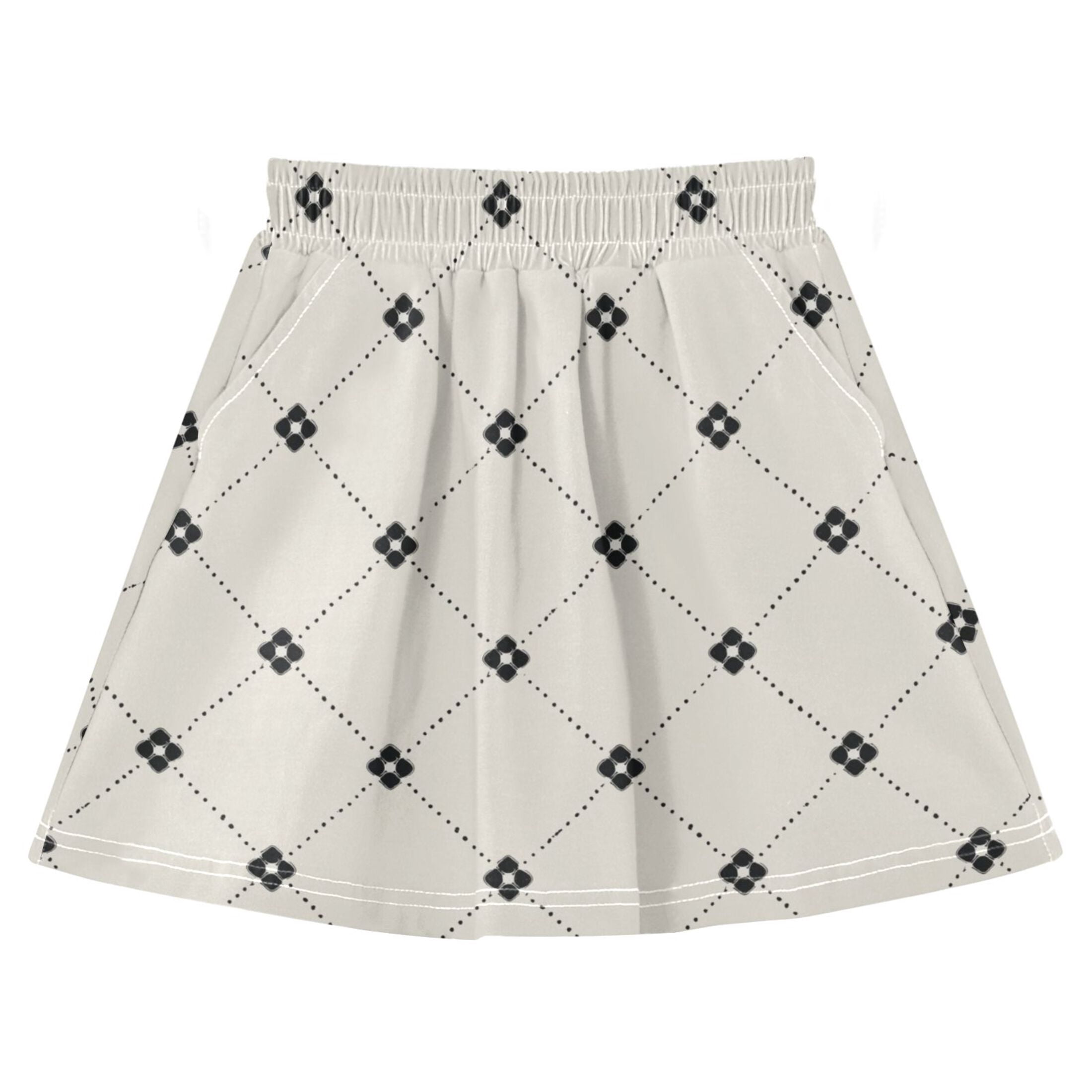 Black Flower with Cross Lines Girls' Skirts A-Line Skirts with Under ...