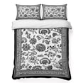 Black Flowers 3 Piece Quilt Bedding Set with 2 Pillow Shams, Floral ...