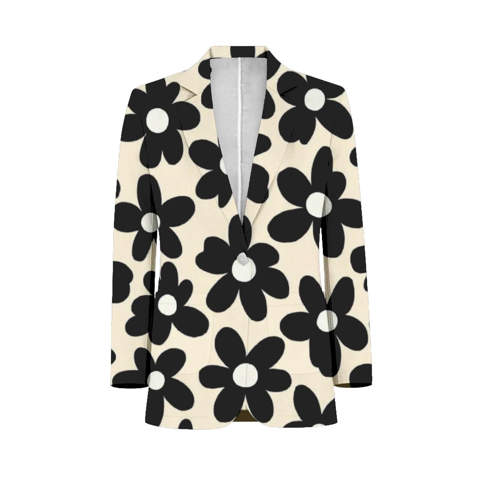 Black Flowers Beige Background Pattern Customized Men's Suits full man ...