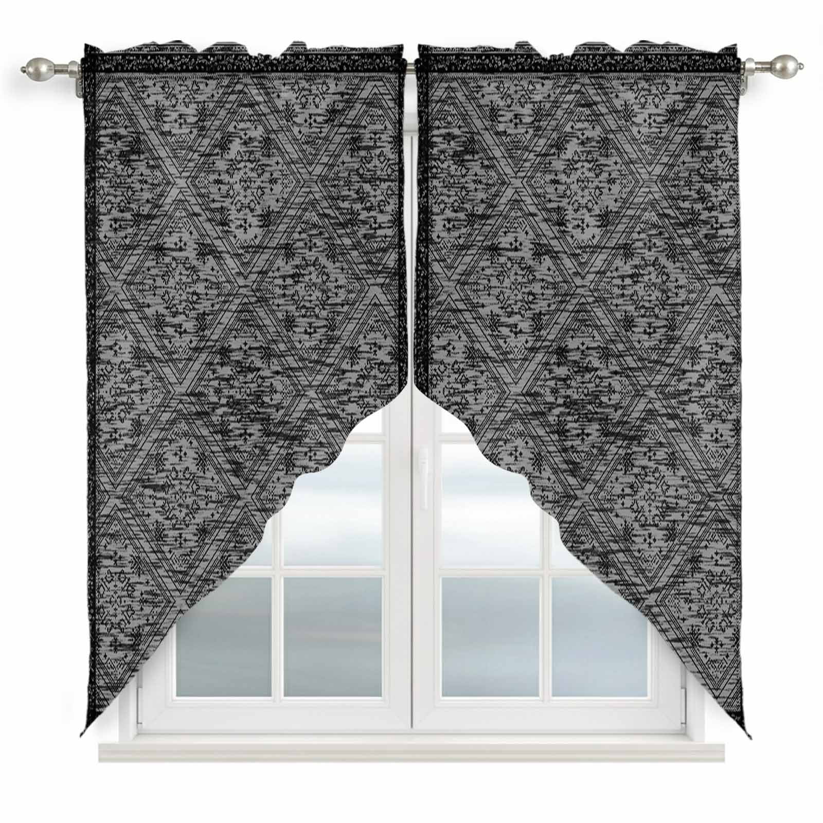 Black Flowers Swag Valances for Windows, Kitchen Window Curtains Over ...