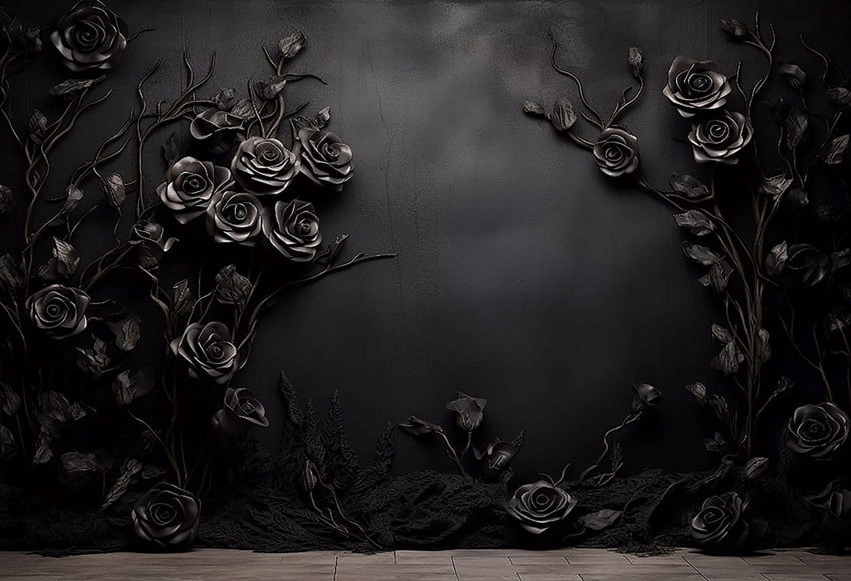 Black Flowers Wall Adult Birthday Party Wedding Maternity Portrait r ...