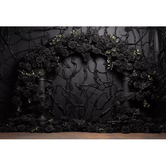 Black Flowers Wall Adult Birthday Party Wedding Maternity Portrait r ...