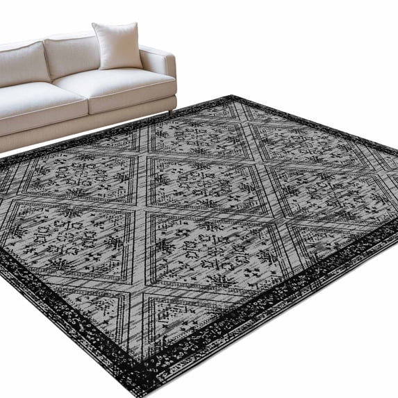 Black Flowers Washable Rug 2.7x5 Area Rug for Living Room Bedroom Non ...