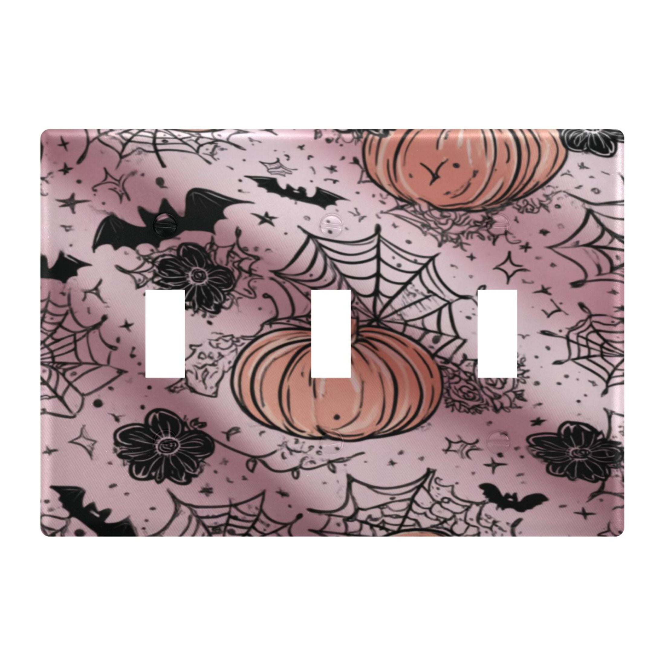 Black Flowers and Spider Web Decorative Light Switch Plates Switch ...