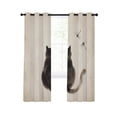 Black Fluffy Cat Blackout Curtains for Bedroom Living Room, Vintage ...