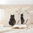 Black Fluffy Cat Outdoor Throw Pillow Covers Set of 2, Vintage Paper ...