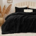 Black Fluffy Comforter Set Queen Size, Fuzzy Faux Fur Comforter Bedding ...