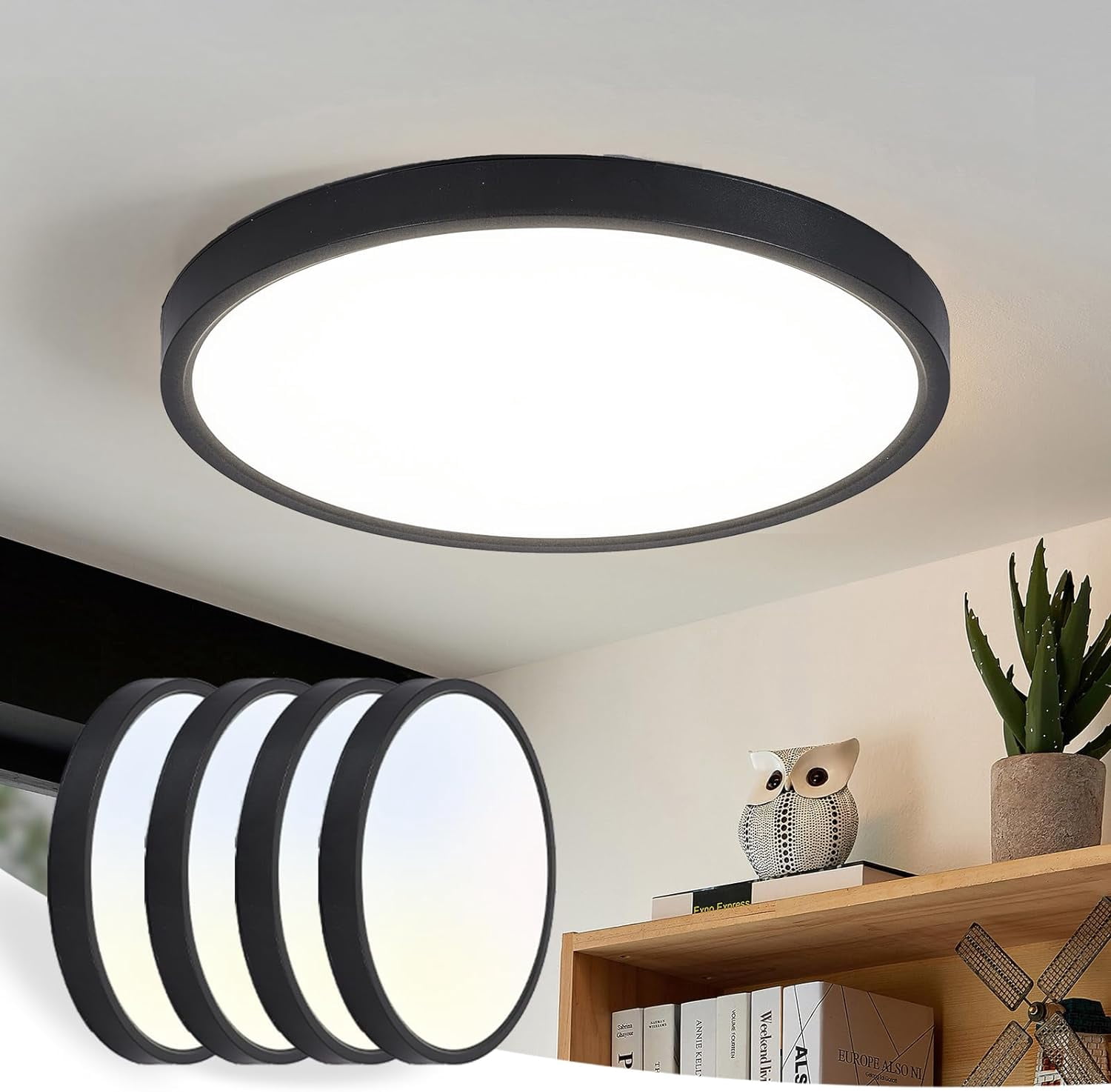 Black Flush Mount Ceiling Light,12 inch Round LED Ceiling Lights ...