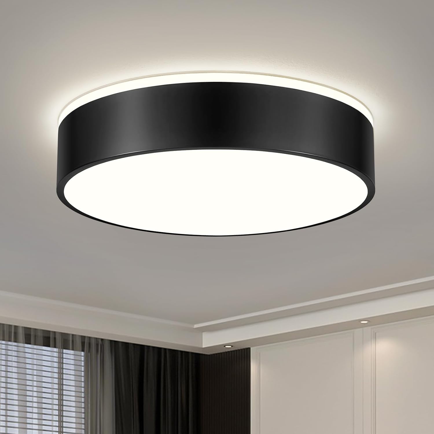 Black Flush Mount Ceiling Light Fixture, Round LED Light Fixture ...
