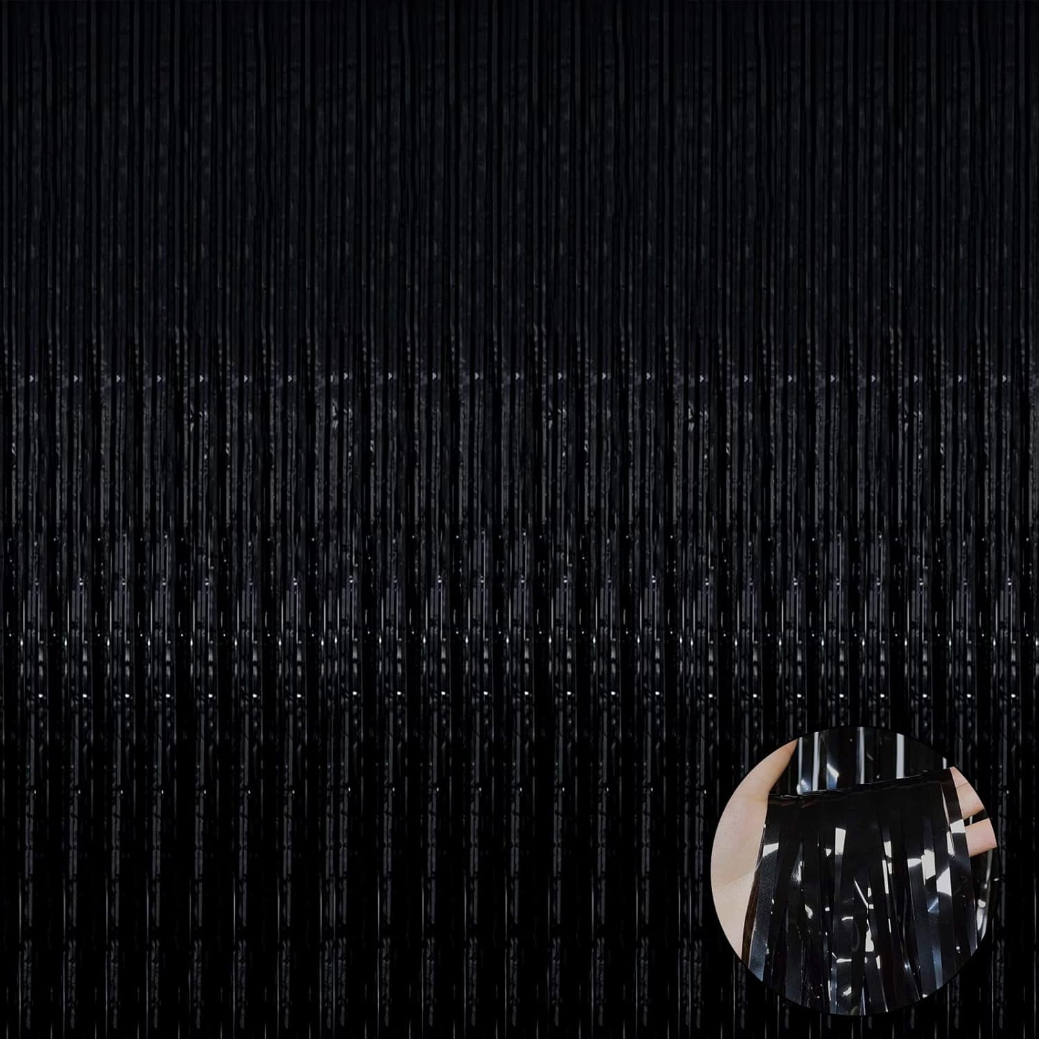 Black Foil Fringe Backdrop Curtain,Stage Streamer Backdrop Curtains ...