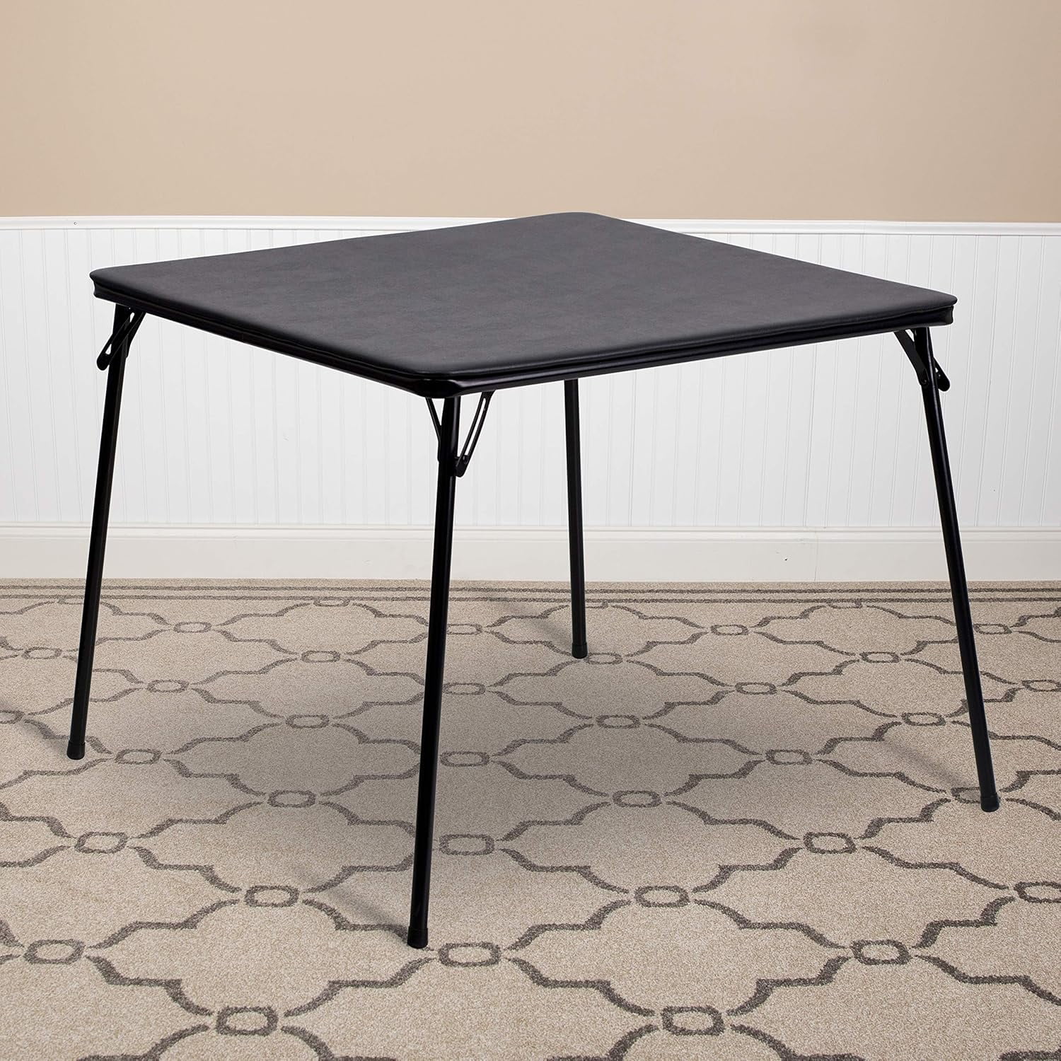 Black Foldable Card Table with Vinyl Table Top - Gaming - Portable ...