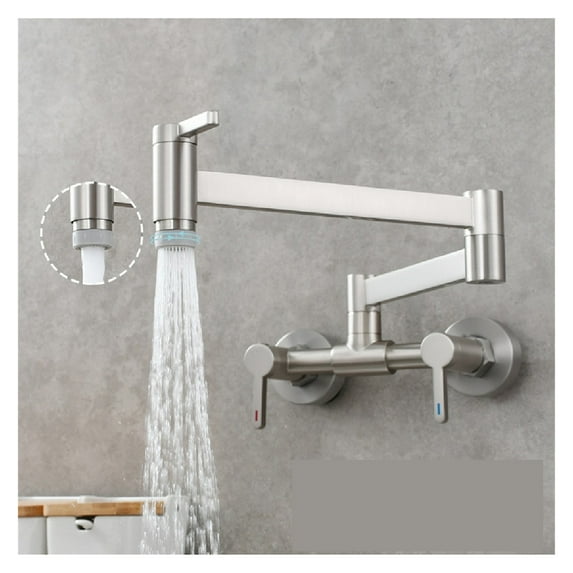 Black Foldable Kitchen Faucet Three Handles Sink Tap Rotate Folding ...