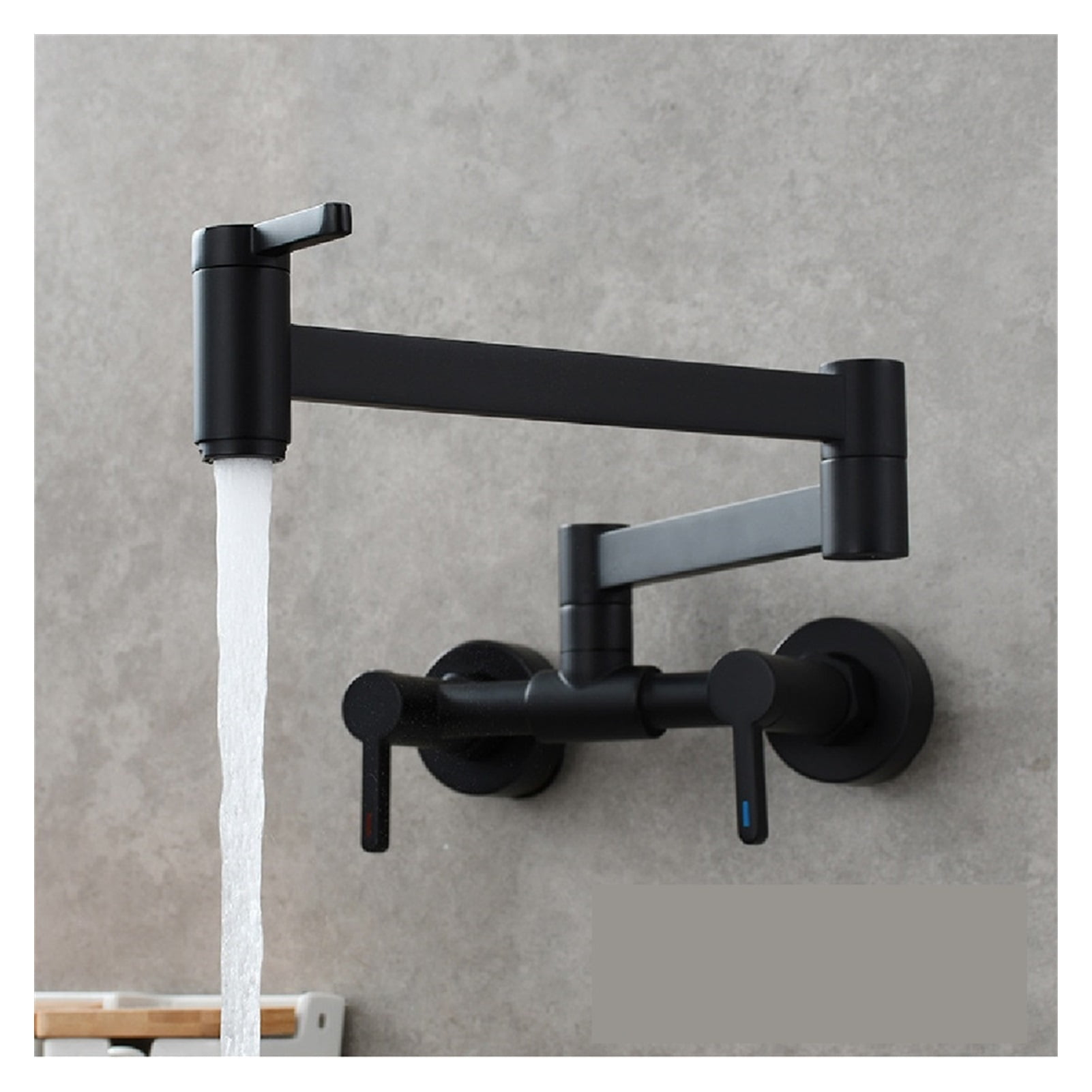 Black Foldable Kitchen Faucet Three Handles Sink Tap Rotate Folding ...