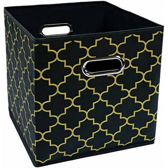 Black Foldable Storage Cubes Bins , Fabric Storage Box Cubes Organizer ...