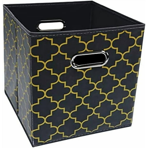 Black Foldable Storage Cubes Bins , Fabric Storage Box Cubes Organizer ...
