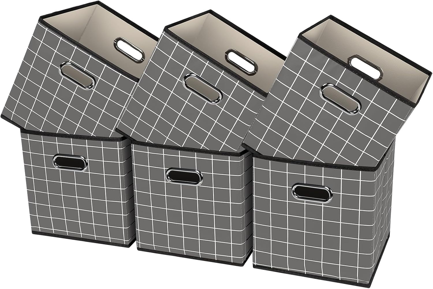 Black Foldable Storage Cubes Bins , Fabric Storage Box Cubes Organizer ...