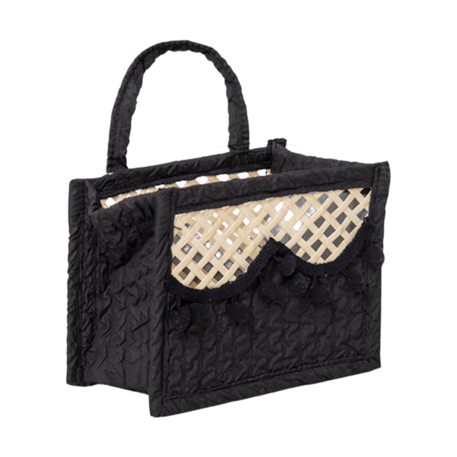 Black Foldable Woven Fabric Storage Basket for Bedroom Wardrobe ...