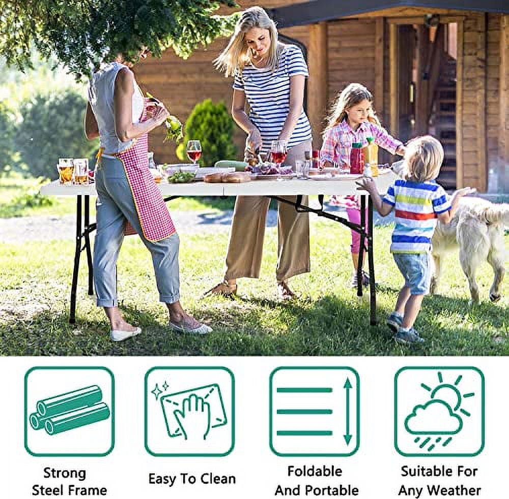 Black Folding Tables 6Ft Outdoor Dining Table, Portable Fold Up ...