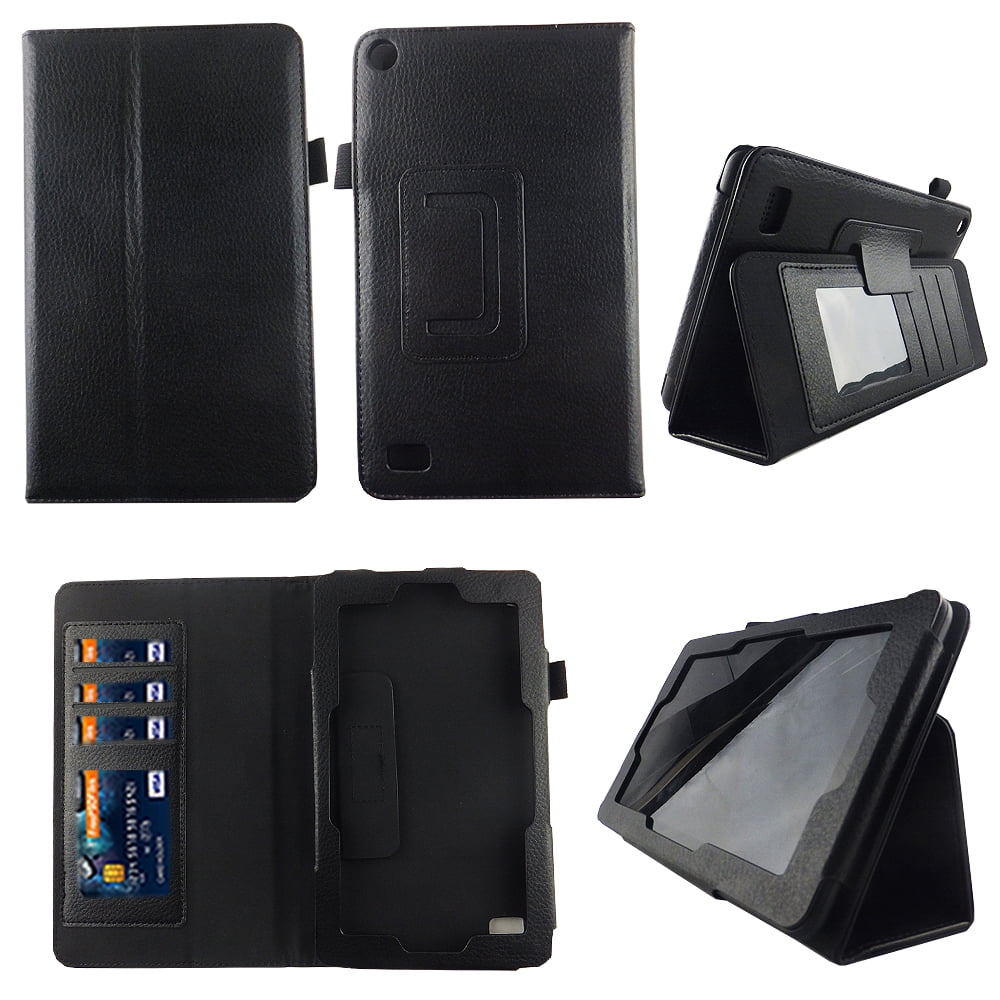 Black Folio Case Fire 7 inch Slim Fit Pu Leather Standing Protective ...