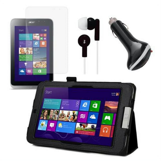 Black Folio Case with Screen Protector, Earphones, and Car Charger for ...