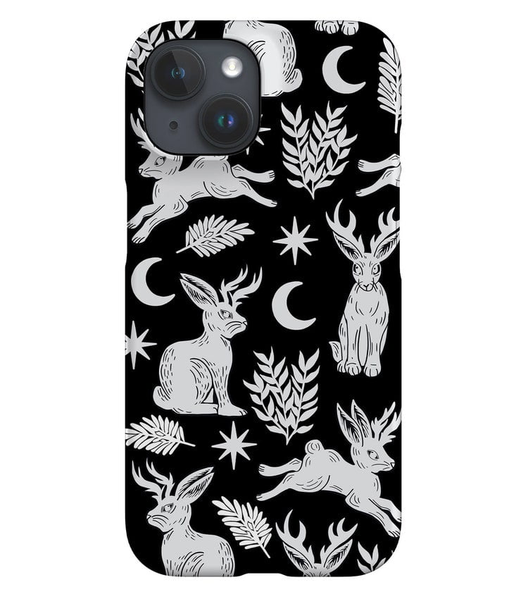Black Folklore Rabbit Mystic Forest Phone Case for iPhone 11 to 17 A ...