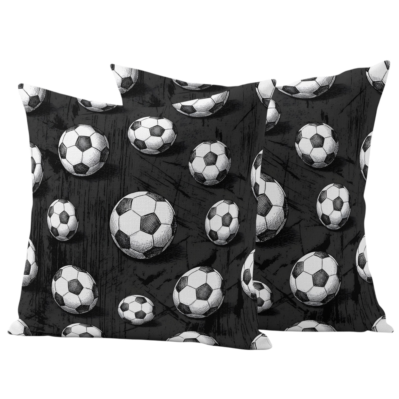 Black Footballs Outdoor Waterproof Pillow Covers, Balls Sports Games ...