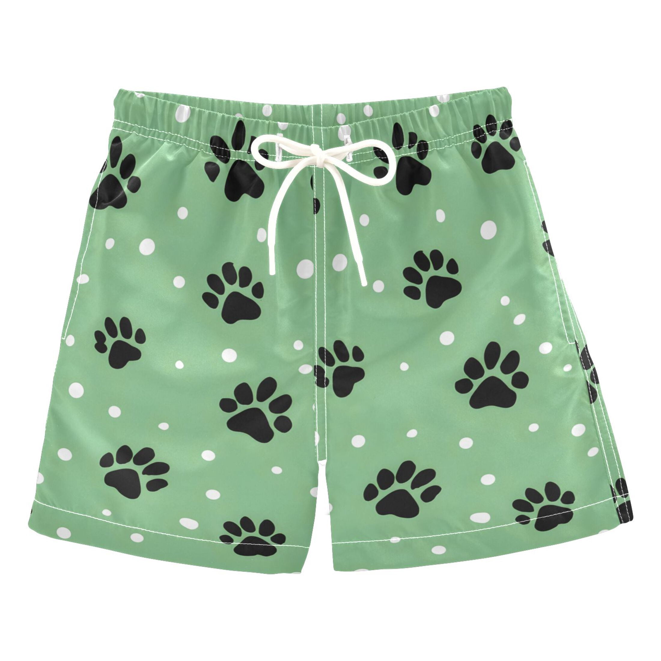 Black Footprint Pattern Swim Trunks Quick Dry Beach Pool Board Shorts ...