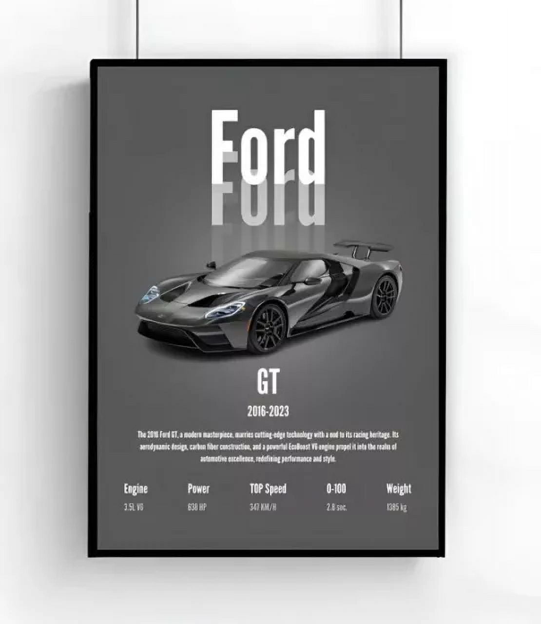 Black Ford Gt Print, Ford Gt Poster, Minimalist Ford Poster NO FRAMED ...