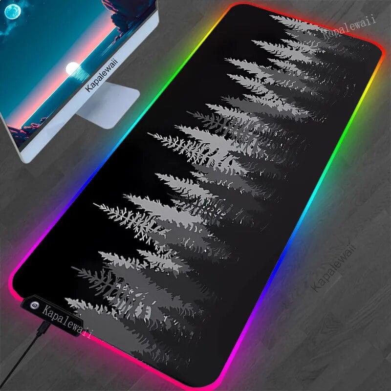Black Forese RGB Large Mouse Pad Gamer Big Mouse Mat PC Mousepad LED ...