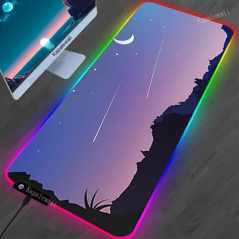 Black Forese RGB Large Mouse Pad Gamer Big Mouse Mat PC Mousepad LED ...