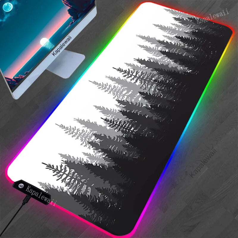 Black Forese RGB Large Mouse Pad Gamer Big Mouse Mat PC Mousepad LED ...