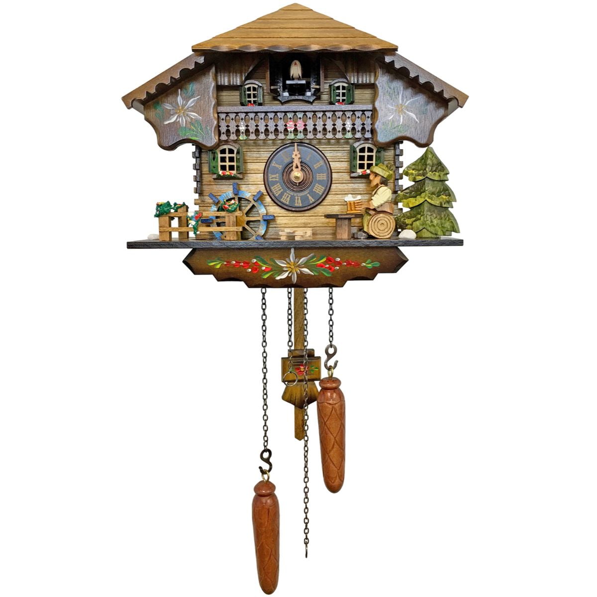 Black Forest 7" x 9" Brown Analog Traditional Cuckoo Clock, 400QM ...