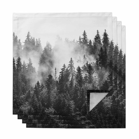 Black Forest Cloth Napkins,Black and White Natural Landscape Modern ...